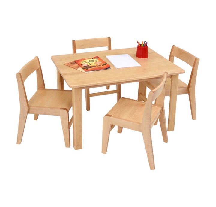 960mm solid beech rectangular table and 2 packs of 2 38cm beech devon stacking chairs 130301 2