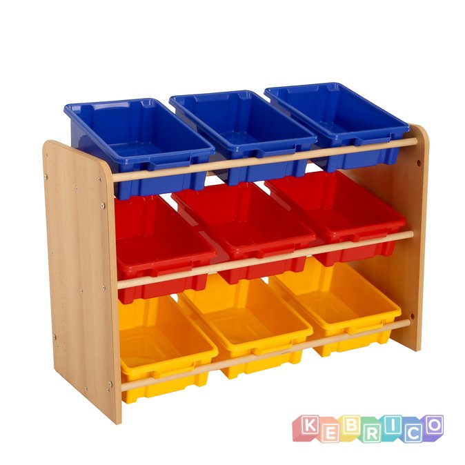 RS Classroom Tidy with 9 Clear or Coloured Plastic Trays Kebrico