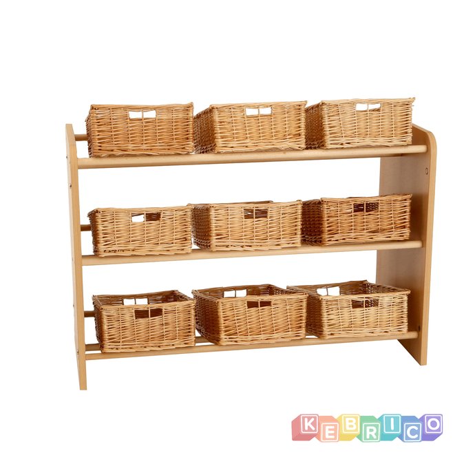RS Classroom Tidy with 9 Wicker Baskets Kebrico
