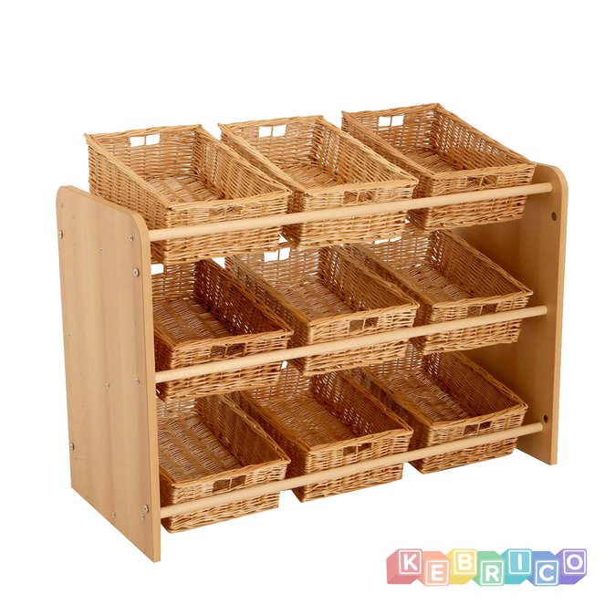 RS Classroom Tidy with 9 Wicker Baskets Kebrico