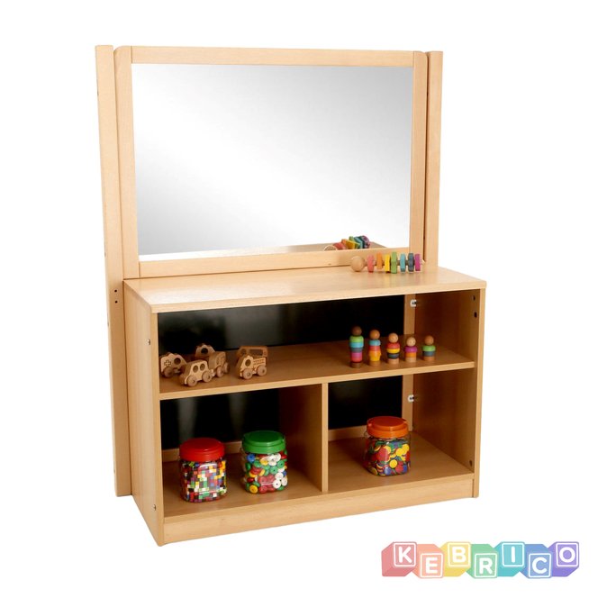 RS Open Bookcase With Inset Panel & Drywipe/Mirror Divider Kebrico