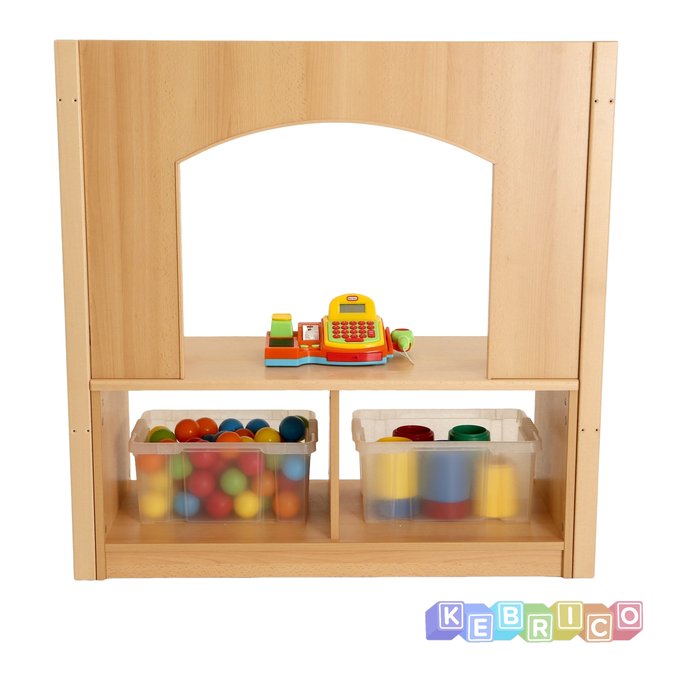 RS Toddler Open 2 Cubby Unit with Crawl Through Board and Trays Kebrico