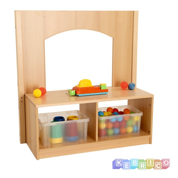 RS Toddler Open 2 Cubby Unit with Crawl Through Board and Trays Kebrico